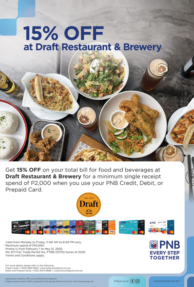 15% OFF at Draft Restaurant & Brewery with your PNB Card! - Philippine ...