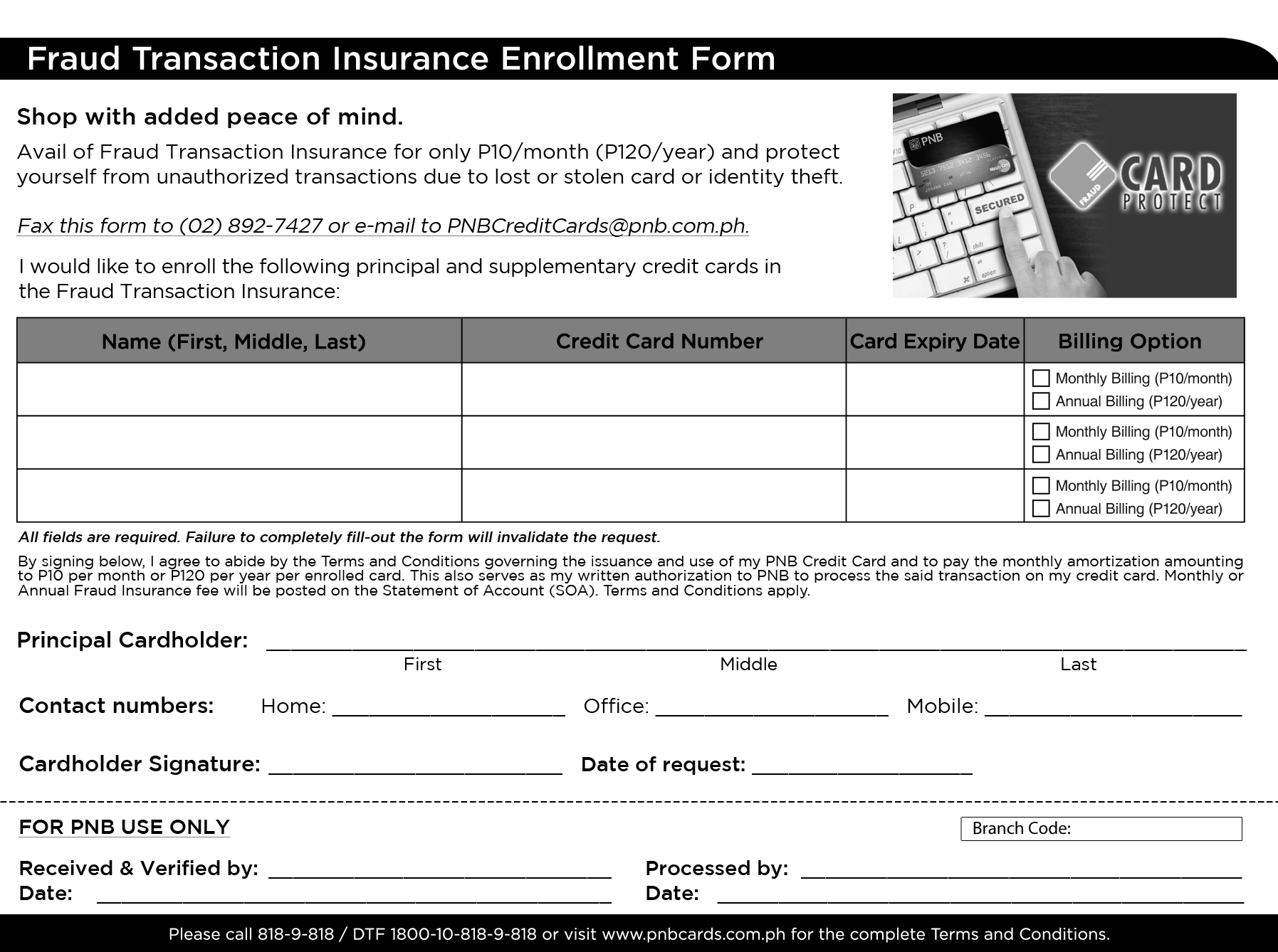 PNB Credit Cards Card Protect!