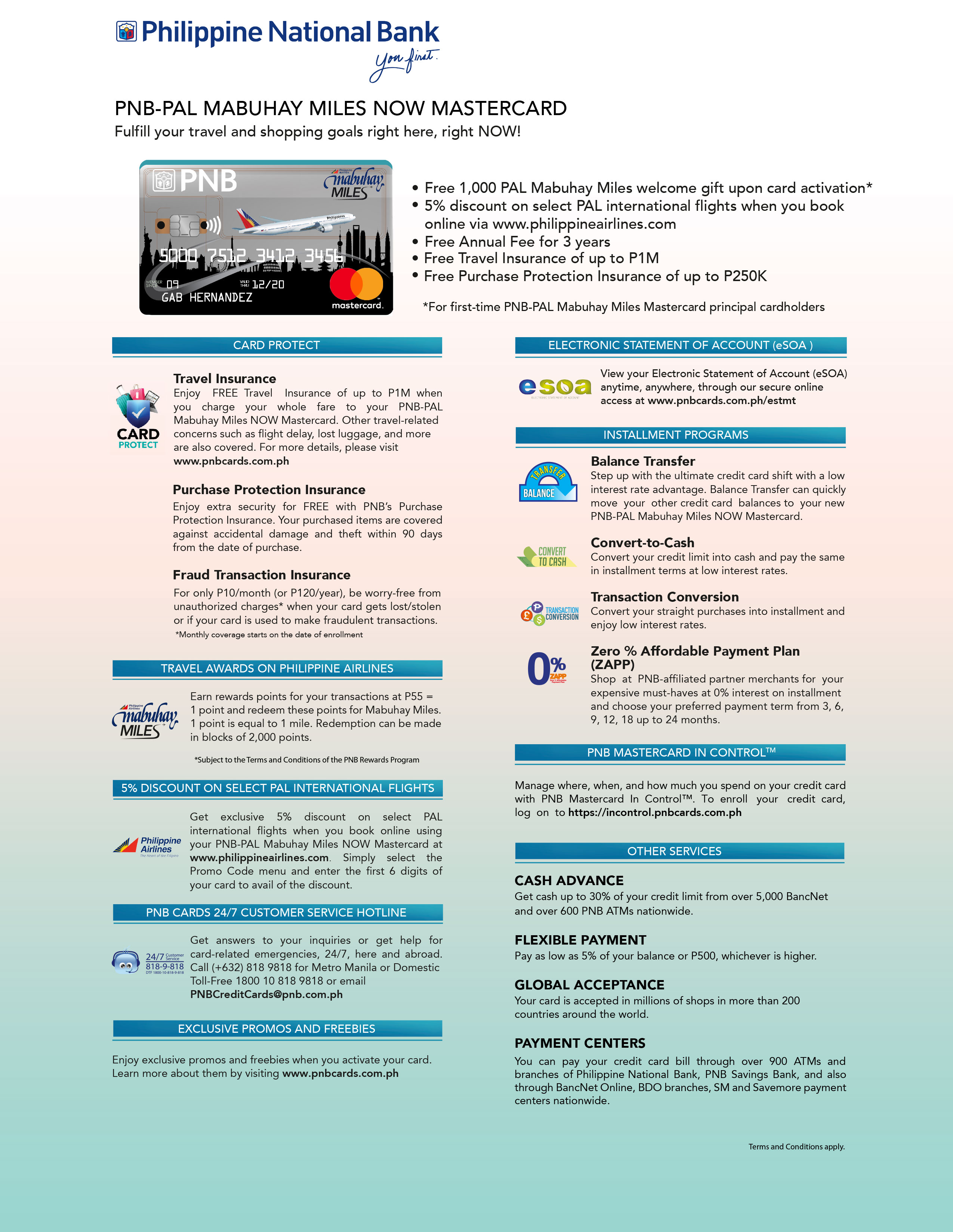 PNB Credit Cards PNB Mabuhay Miles MasterCard
