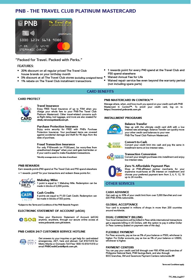 PNB Credit Cards The Travel Club Platinum MasterCard!